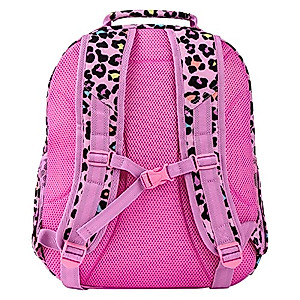 Choco Mocha Cheetah Backpack for Girls Pre-K Backpack for Girls Preschool Backpack for Kids Backpacks for Girls 15 inch Backpack Girls Leopard Bookbag School Bag 3-5 4-6 with Chest Strap Pink