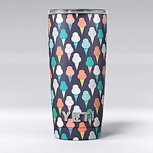 Design Skinz The All Over Teal and Green Ice Cream Cones - Skin Decal Vinyl Wrap Kit Compatible with The Yeti Rambler Cooler Tumbler Cups