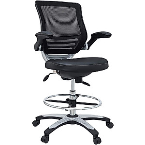 Modway Edge Drafting Chair - Reception Desk Chair - Flip-Up Arm Drafting Chair in Black
