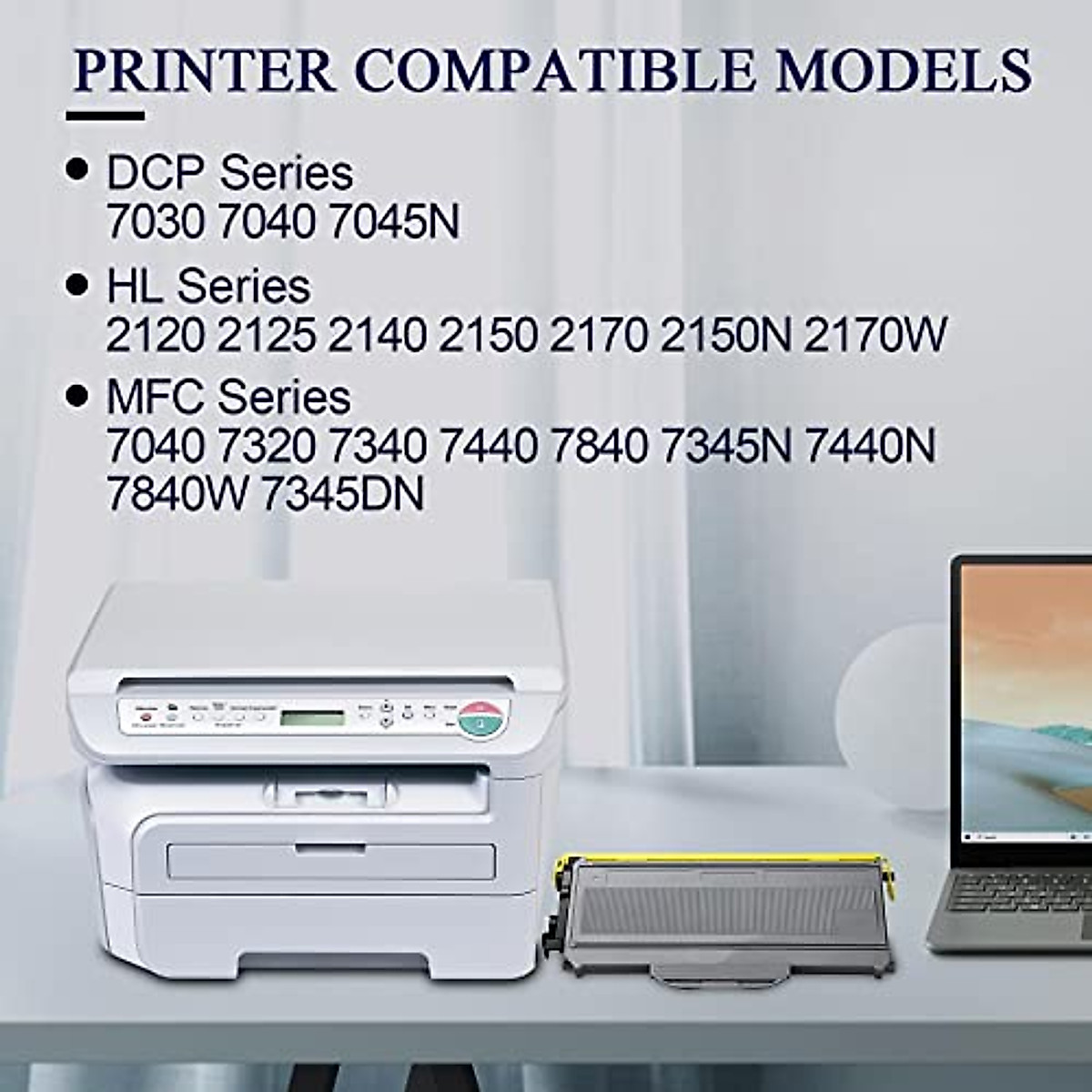 1 Black Compatible TN360 TN-360 Toner Cartridge Replacement for Brother DCP-7030 DCP-7040 DCP-7045N HL-2120 HL-2125 MFC-7345N MFC-7440 MFC-7440N MFC-7840 MFC-7840W Printer Toner Cartridge