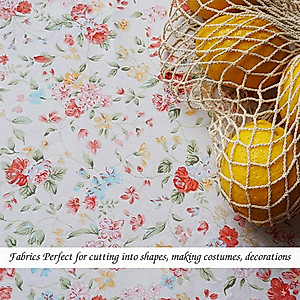 LANEHUA Cotton Fabric by The Yard for Sewing DIY Crafting Fashion Design Printed Floral Washable Cloth Bundles Voile;Full Width cuttable39 x 63inches (100x160cm) (Purple Flowers)