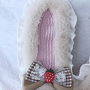 JIAHG Women Girls Plush Rabbit Ear Winter Earmuffs Soft Faux Fur Ear Warmers Adjustable for Adults Kids Thermal Ear Cover Muffs