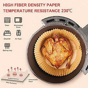 Air Fryer Disposable Paper Liner - 100PCS Round Food Grade Natural Parchment Non-stick Baking Paper For Air Fryer Water-proof, Oil-proof Flying, Baking Roasting Microwave (7.9in)