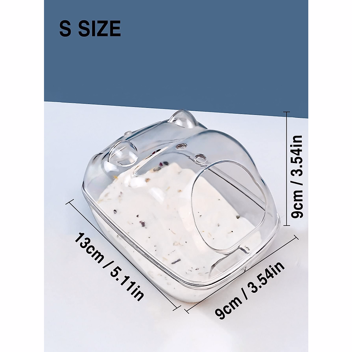 QWINEE Hamster Sand Bath Tub Transparent Hamster Toilet Bath Container Cage Accessories for Gerbil Syrian Mouse Chinchilla and Other Small Animals Clear S