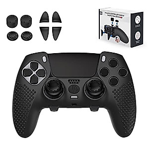PS5 Edge Controller Cover, Protective Case for PlayStation 5 Edge Controller, PS5 Controller Skin for PlayStation 5 DualSense Wireless Edge Controller with 4PCS Thumb Grip Caps+L2 R2 Trigger Extender