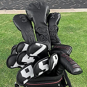 Barudan Golf Black Putter Headcover Covers Cover for Blade Style Putters, Magnetic USA Flag Blade Putter Headcovers with Magnet for Men