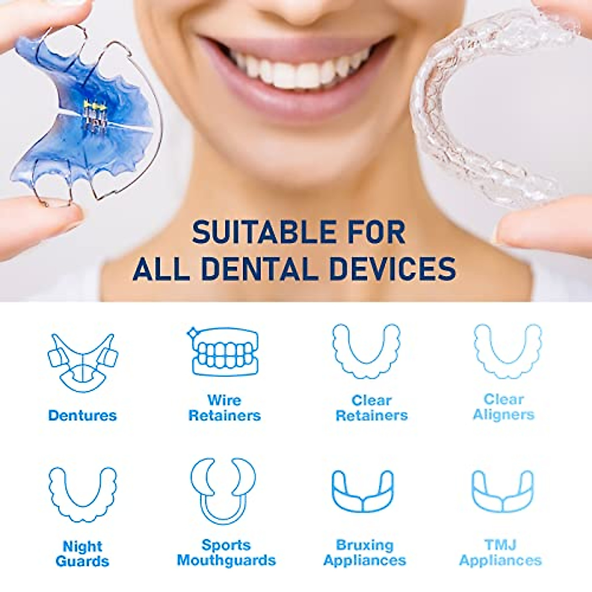 APPTRIN Retainer Cleaner Tablets Denture Cleansing Tablets for Night & Mouth Guard, False Teeth Cleaning, Removes Odors Stains Plaque Mint Flaver (White 36Pcs)