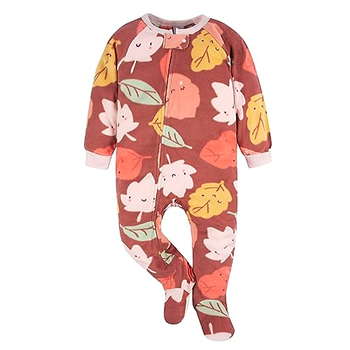 Gerber Baby Girls' Toddler Loose Fit Flame Resistant Fleece Footed Pajamas 4-Pack, Pink Leaves & Flower Toss