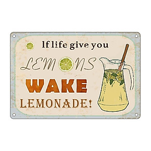 Funny Retro Metal Tin Sign - If Life Gives You Lemons Make Lemonade - Vintage Style Bar Garage Hotel Diner Cafe Home Wall Decor Art 8 x 12 "