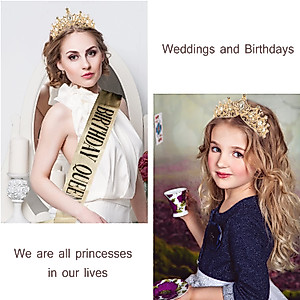 Tiara for Women Birthday, Tiara for Women Silver, Happy Birthday Queen Tiara for Women, Crown for Girls Tiaras Birthday Queen Crowns with Birthday Girl Sash, Crowns for Women with Rhinestone