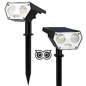 E-Senior Solar Spot Lights Outdoor, 60 LEDs Solar Landscape Lights IP65 Waterproof, Outdoor Solar Light with 2 Modes for Garden Yard Patio Driveway Pool 2 Pack (Cool White)