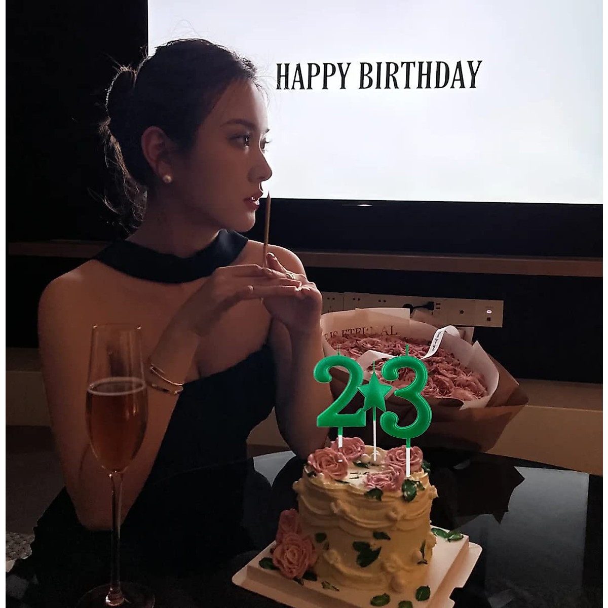 2.75in Green Number 4 Birthday Candles, Glitter Green Happy Birthday Cake Cupcake Toppers Decoration and Celebrating for Adults/Kids Party Baking (Green 2.75in Number 4)