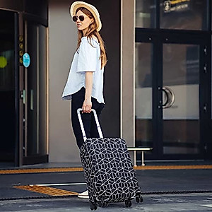 Sanwuta 3 Pcs Luggage Cover Washable Suitcase Protector Luggage Protector Suitcase Cover Anti Scratch Luggage Case Cover Fits 18-28 Inch Luggage, 3 Sizes (Geometric Style)