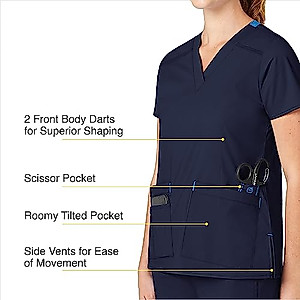 WonderWink Women's Wonderflex Verity Scrub Top, Navy, X-Large
