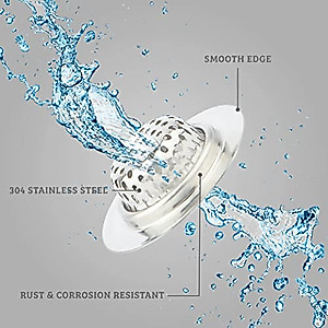 Bathroom Sink Strainer Basket - Rust Free Stainless Steel Lavatory Sink Drain Strainer - 2 Pack Shower Drain Hair Catcher 2.25 Inch Diameter for Utility, Laundry, RV Small Kitchen Sink Drains