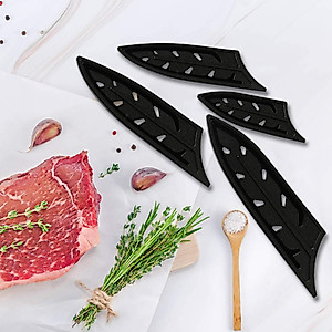 XYJ Knife Sheath Ceramic Knife Edge Guards 8 Pcs Set for 3 4 5 6 inch Knife Blade Protector Knife Cover for Ceramic Knife Kitchen Chef Knife Case Black White