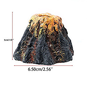 RunXF Aquarium Ornament Volcano Fish Tank Bubble Stone Decoration Bubbler Large Decor Landscaping (Small with Bubbler)