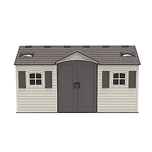 Lifetime 60079 Outdoor Storage Dual Entry Shed, 15 x 8 ft, Desert Sand