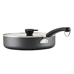 Farberware Disney Monochrome Ceramic Cookware Nonstick Saute Pan with Lid and Helper Handle, Dishwasher Safe, 4.5 Quart - Black