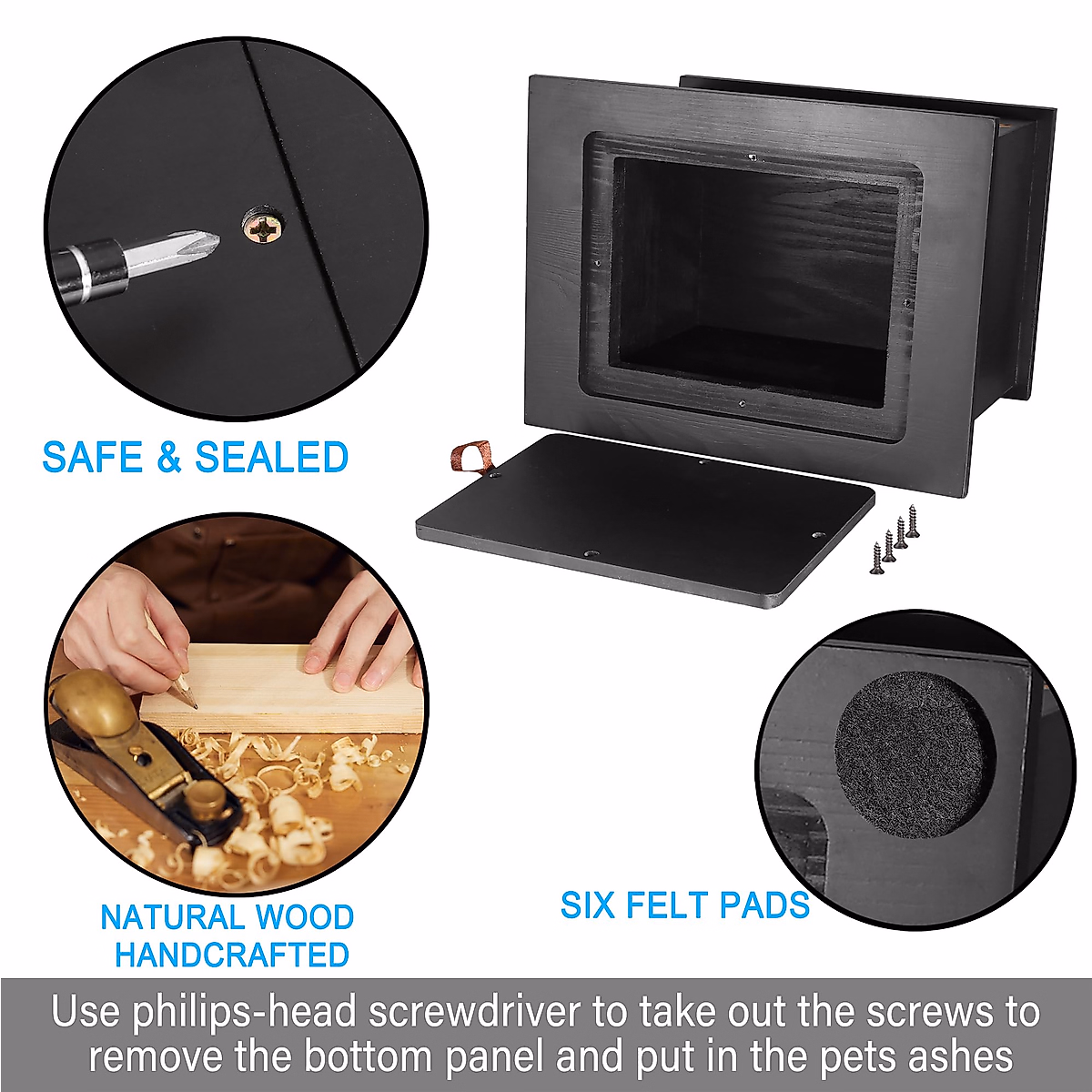 Large Wooden Funeral Pets Memorial Urns with Photo Frame, Ashes Keepsake Memory Box for Loss Pets, Casket Burial Urn