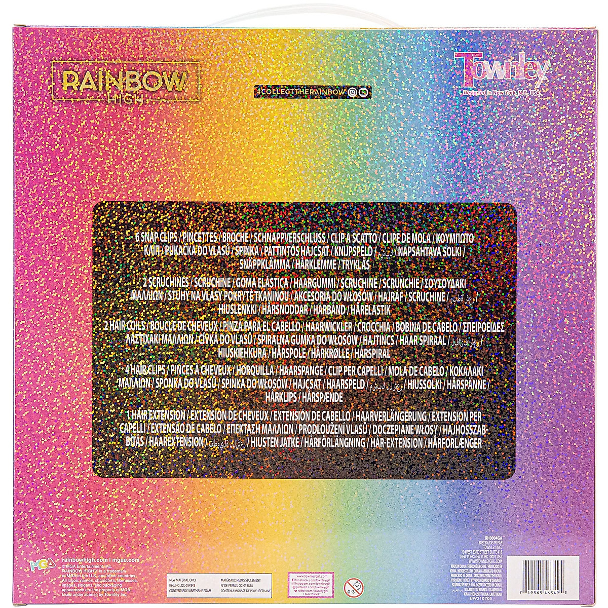 Rainbow High - Townley Girl Hair Accessories Set |Gift for Kids Teens Girls| Ages 3+ (15 Pcs) Including Hair Bow, Hair Extension, Scrunchies, Hair Clips and More, for Parties, Sleepovers and Makeovers