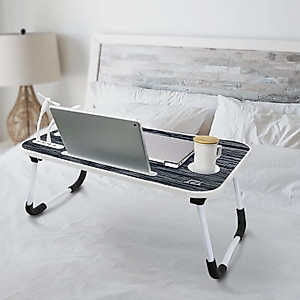 TZT 23.5" Portable Laptop Desk ,Laptop Stand for Bed with USB Charge Port, Laptop Desk for Bed ,Multi-Function Notebook Stand for Working, Reading (Gray)