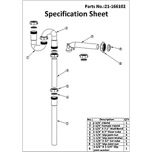 Bathroom Sink Drain Kit,1-1/4” Sink Drain Kit for Most Bathroom Sink Drain Repair Kit and Kitchen Sink Drain Kit,1-1/4” P Trap or S Trap Sink Plumbing Kit,Sink Pipe Replacement Kit