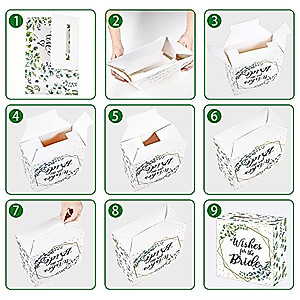 Outus 51 Pieces Wedding Advice Cards and Box Set, Greenery Advice Card Holder Box, 50 Pieces Double Sided Advice and Wishes Cards for Wedding Decorations Bridal Shower Activity Baby Shower Party