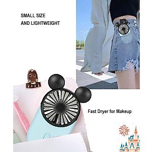 ZSHMJMJ Cute Personal Mini Fan(2 PACK), Mini Handheld Fan, USB Rechargeable Portable Fan with Stylish LED Light,3 Speed Adjustable,Cute Mouse,for Kids Girls Woman Home Office Outdoor Travel