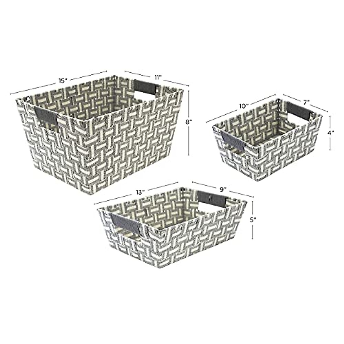 OneDesign Home: Set of 3 Woven Storage Basket - S/M/L (White)