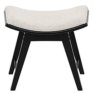 URFORESTIC Vanity Stool, Modern Makeup Dressing Stool with Concave Seat Surface,Capacity 300lb, Easy Assembly (Black)