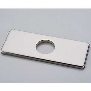 Homevacious 6 inch Bathroom and Kitchen Vanity Sink Faucet 4 inch Hole Cover Deck Plate Square Escutcheon Brushed Nickel Satin Stainless Steel