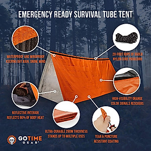 Go Time Gear - Life Bivy Thermal Bivvy and Life Survival Shelter - Emergency Sleeping Bags and Survival Tent - Emergency Bag Bundle (Orange)