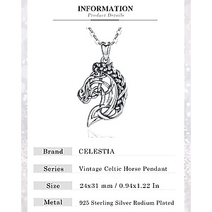 CELESTIA Horse Gifts for Women Sterling Silver Horse Pendant Necklace Horse Jewelry Gifts for Horse Lovers