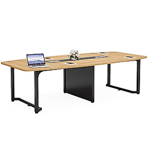 Tribesigns 8FT Conference Table, 94.5L x 47.2W inch Large Meeting Table, Modern Rectangular Seminar Table for Office Meeting Conference Room, Metal Frame