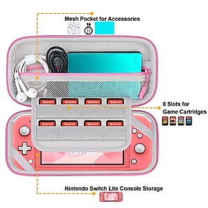 BOVKE Hard Storage Case for Blaze Evercade EXP Handheld, Extra Mesh Pocket for Evercade EXP Console Charging Cable, Cartridges and Other Accessories, Black