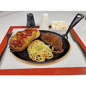 HAWOK Cast Iron Fajita Skillet Japanese Steak Plate with Handle and Bamboo Tray…