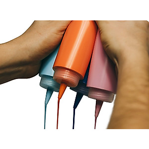 Bastex 8-ounce Plastic Squeeze Bottles Pack of 8. Clear Bottles with Yorker Red Caps. Perfect for Arts and Crafts Food Glue Paint or any DIY Liquids. Multiple Purpose Refillable, Reusable Containers.