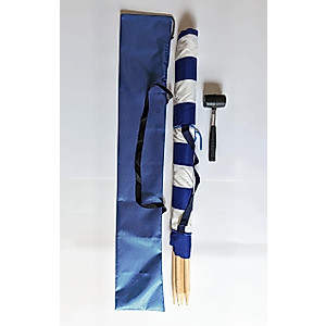13 ft Beach Windscreen Privacy Windbreak with a Bag and Mallet Made in Europe (Blue/White Stripes)