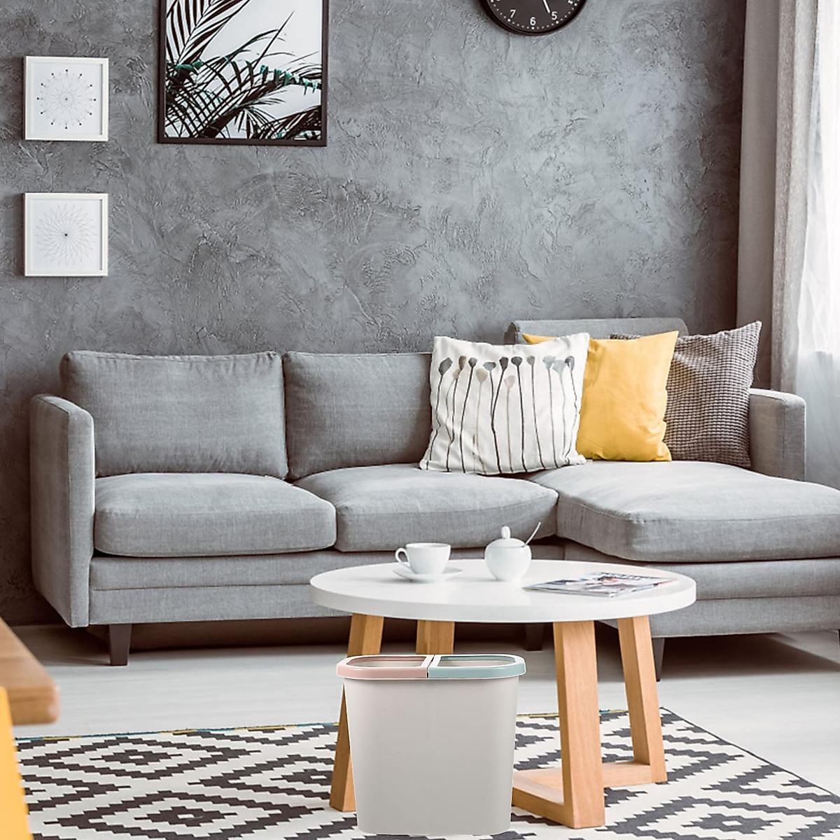 Ipetboom Sorting Trash Can Double Compartment Trash Can Bathroom Trash Can 2 Compartment Rubbish Can Outdoor Trash Can Bins Bathroom Garbage Can Plastic Office Cupboard White Ultra Thin