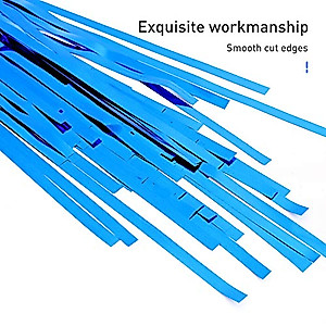 HARXING 2 Pack Metallic Shiny Tinsel Foil Fringe Curtains 3ft x 8ft Backdrop Photo Booth Props for Bridal Bachelorette Holiday Celebration Party Decorations, blue