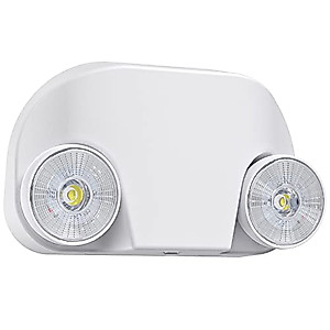 SASELUX Led Emergency Light with Remote Capable, Adjustable LED Lamp Heads Exit Lighting, Backup Battery White Emergency Lights, 120V-277V Dual Voltage, UL Certified (1 Pack)