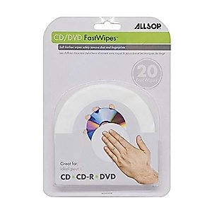 Allsop CD and DVD FastWipes, lint-free wipes for cleaning DVD, CD, PS1, PS2, XBOX & XBOX 360 Discs