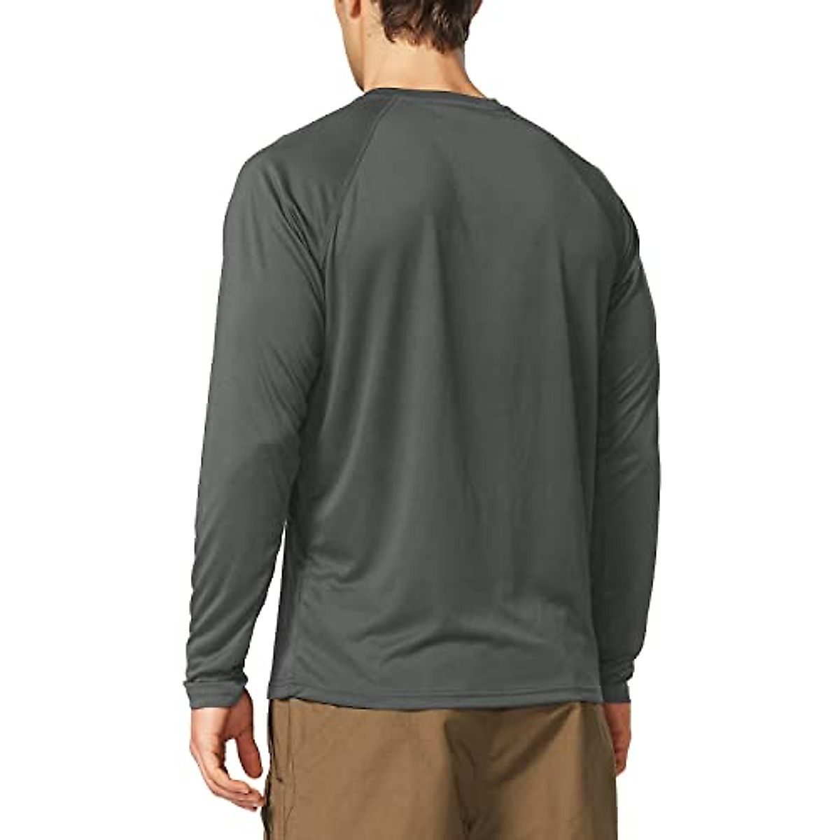 BALEAF Men's Sun Protection Shirts UV SPF T-Shirts UPF 50+ Long Sleeve Rash Guard Lightweight Hiking Summer Deep Gray Size L