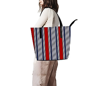 Fashion Tote Handbags Women's Soft Tote Shoulder Bag for Women Work Shopping Top Handle Satchel Bags, 15.8×4×15.4 inches,Retro Stripe