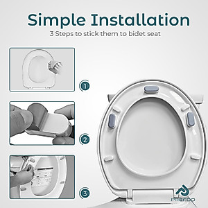 Bidet Toilet Seat Bumpers, Prefdo 4 PCS Strong Adhesive Toilet Seat Attachment Pads, Universal Seat Bumper Kit to Raise Toilet Seat for Bidet Fitting