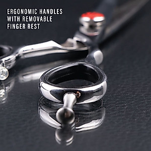 Katana Classic Professional 6.5" Shear Set by Tokko Shears, Premium 440C Japanese Steel Regular and Thinning Scissors for Barbers and Salon Professionals