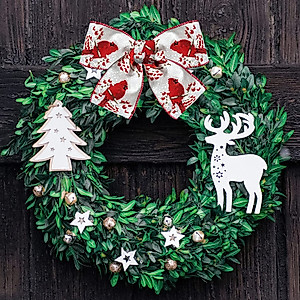 ACSENCETER Red Cardinal with Berry White Patterned Wired Ribbon for Christmas Tree Decorations, Gift Wrapping, Wedding Parties, Garlands and DIY Crafts 2.5" x 10 Yards Christmas Ribbon