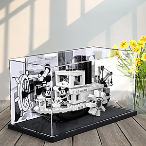 Osegaga Clear Acrylic Display Case with Black Base for Action Pop Figures, Assemble Cube Countertop Box Dustproof for Pop Figures Collectibles Toys,Black, (7.9 x 11.8 x 7.9 inch, 20×30×20cm)
