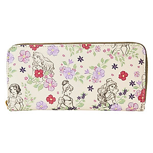 Loungefly Disney Princesses Sketch Floral All Over Print Faux Leather Wallet